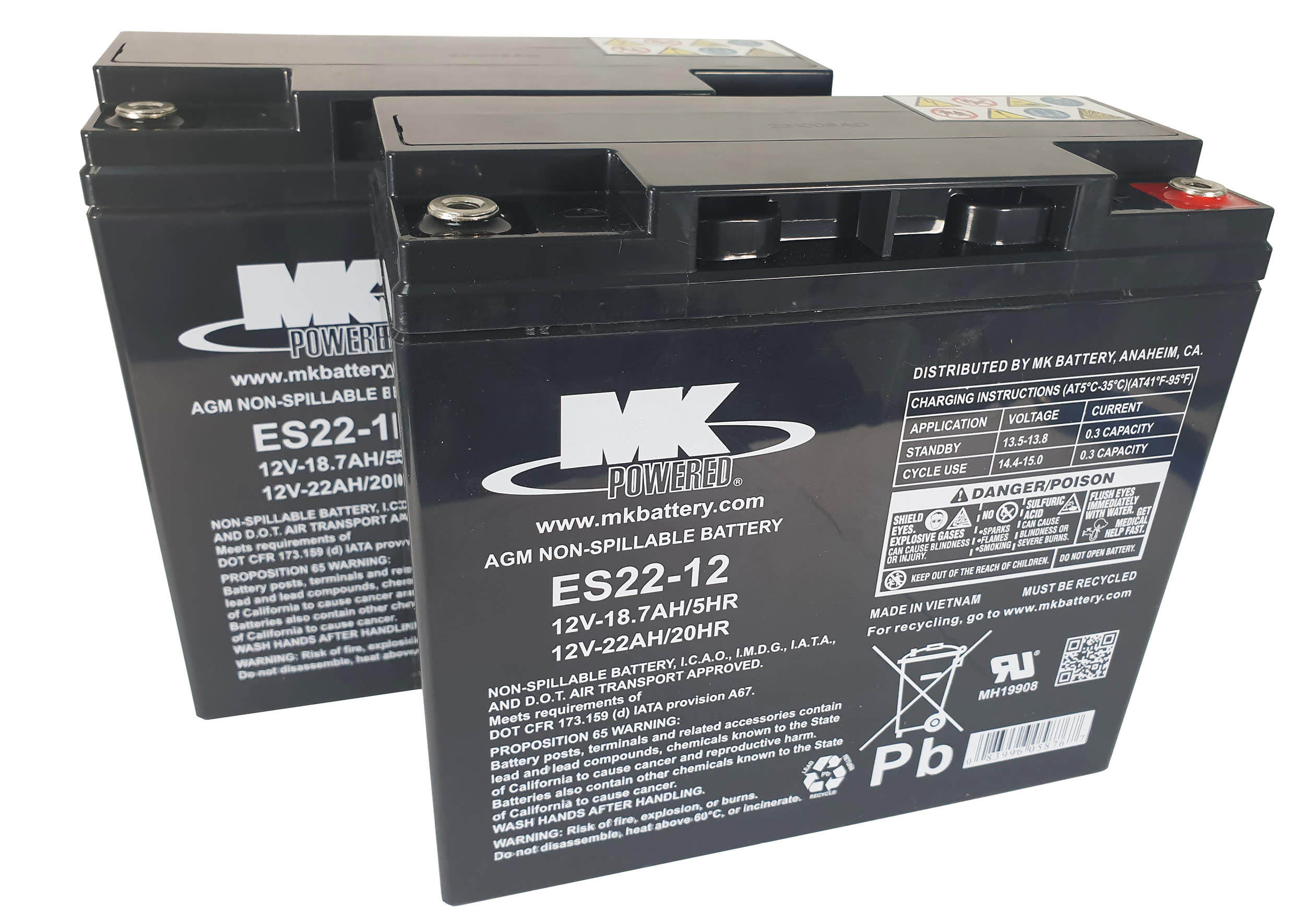 MK-ES22-12 MK-ES20-12 mobility battery pair 12v 22ah | Battery Trader