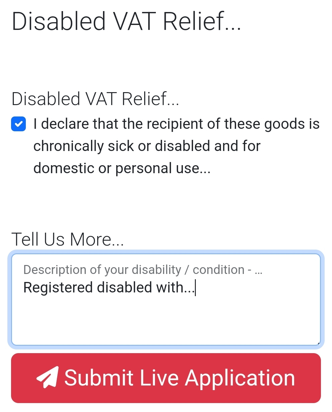 Disabled VAT relief information | Battery Trader