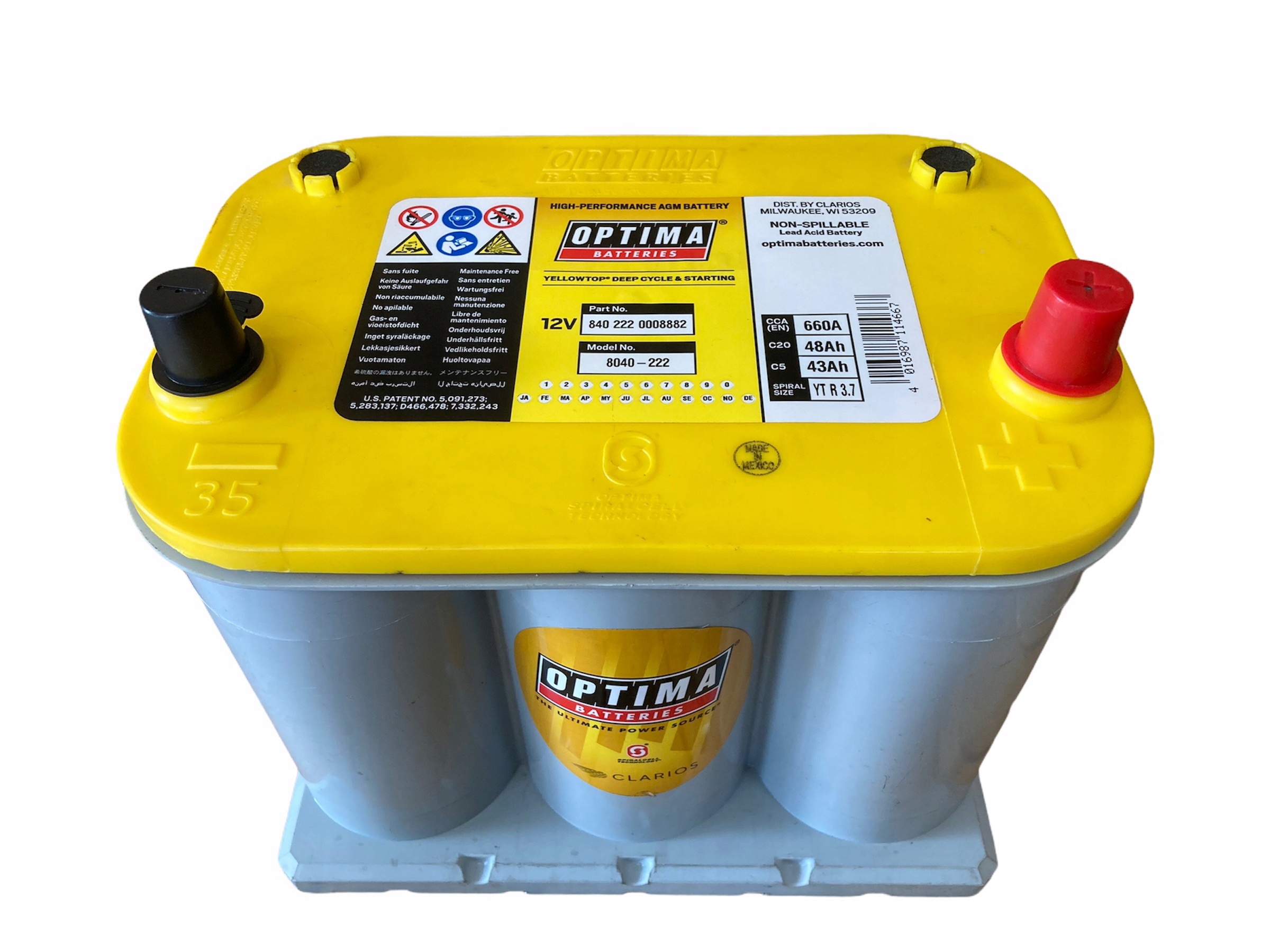 Optima YellowTop YTR3.7 12v 48-amp battery rechargeable | Battery Trader