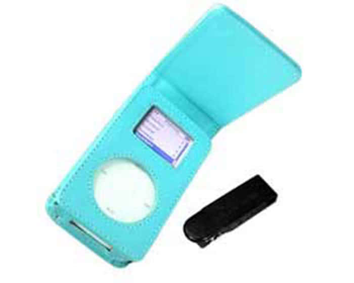 iPod Mini Leather case protective cover in Pale blue | Battery Trader