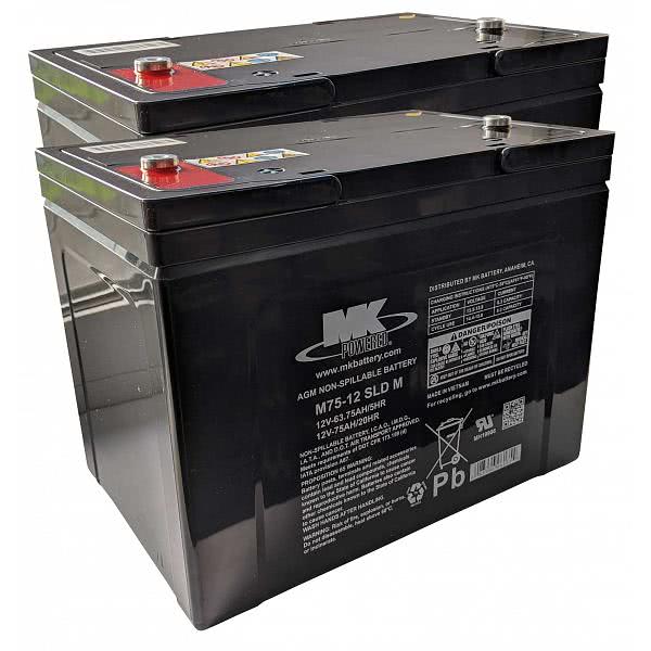 MK M75-12-SLD-M mobility scooter battery replacement x2